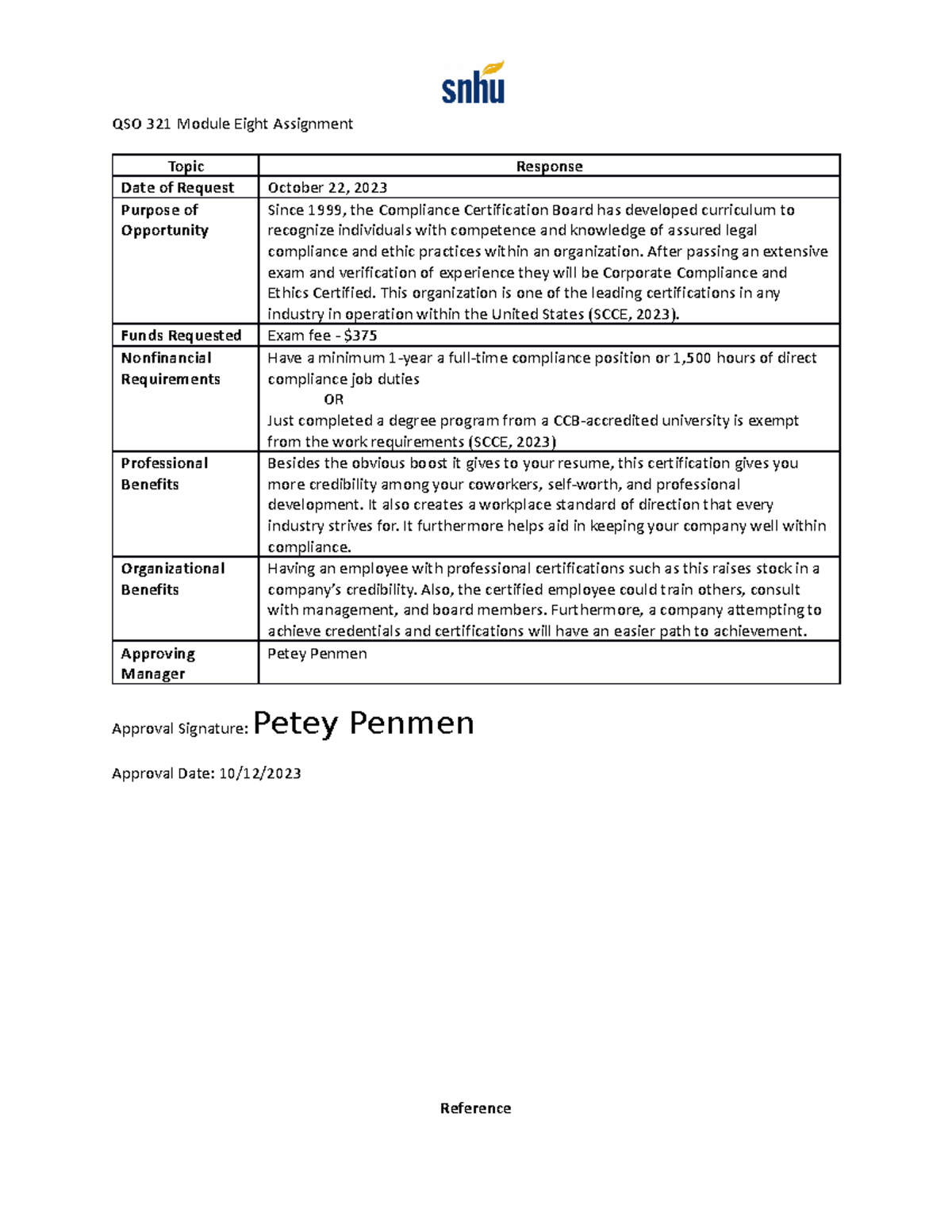QSO 321 8-2 Request for Development Funds - QSO 321 Module Eight ...