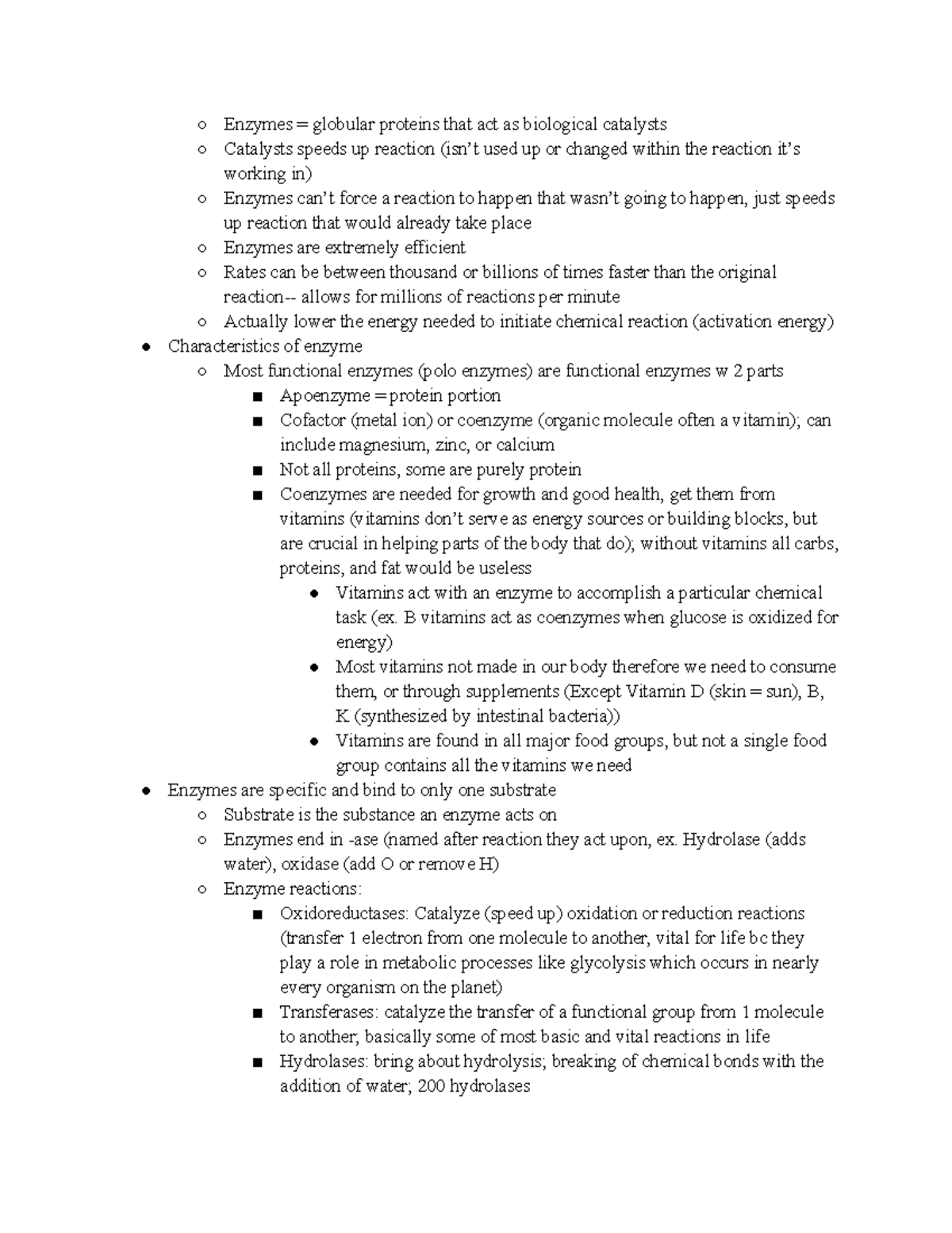 Anatomy and Physiology Notes 6 9 13 - Enzymes = globular proteins that ...