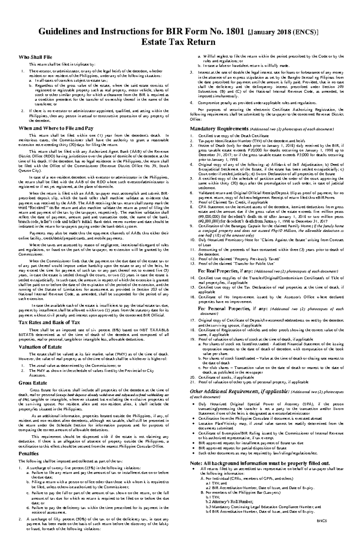 1801 GL final rev - Tax return - Guidelines and Instructions for BIR ...