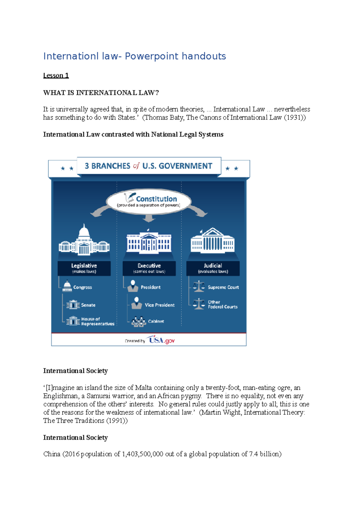 Internationl law pp - Séance 1-7 powerpoint - Internationl law ...