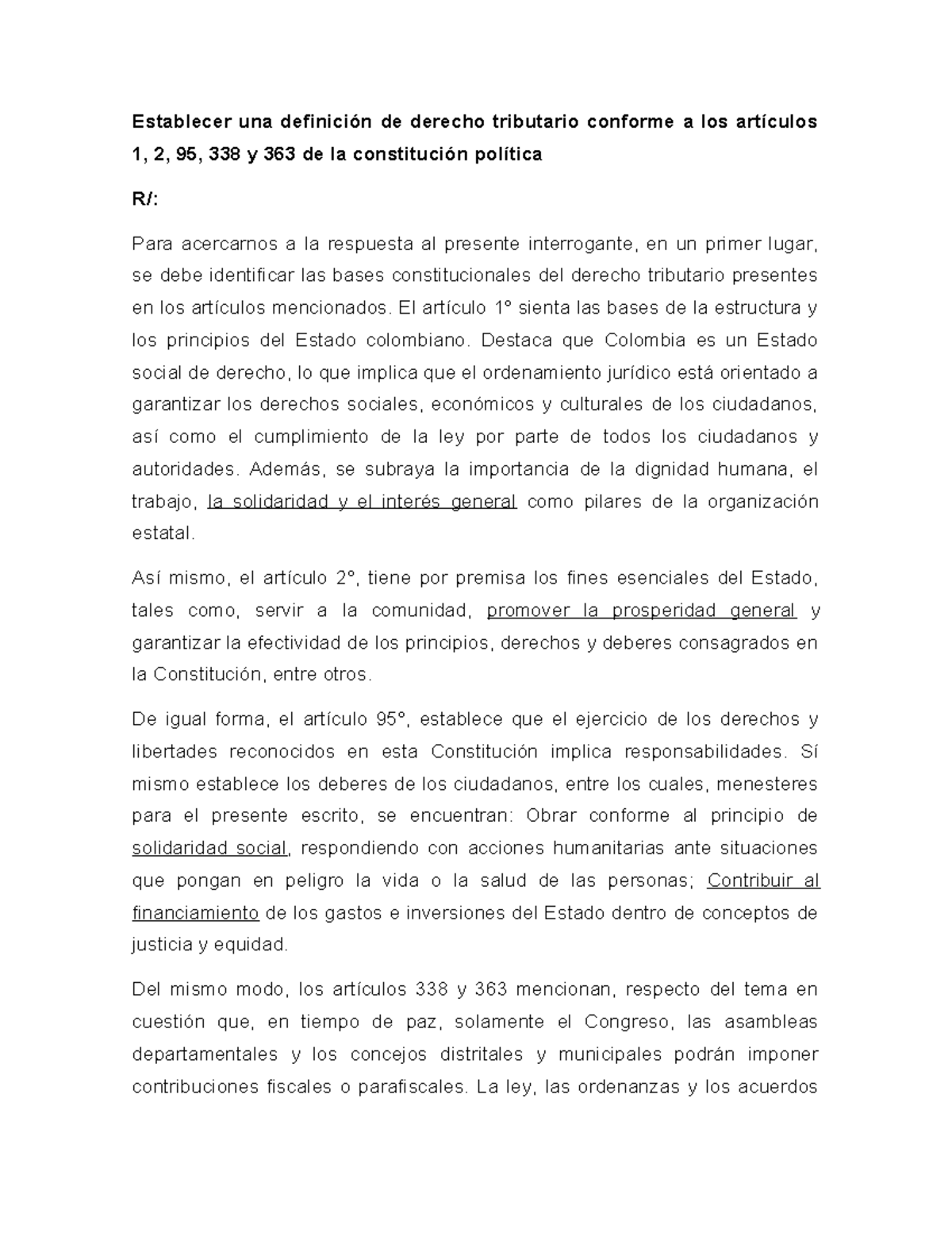 Pregunta tributario - Establecer una definición de derecho tributario ...
