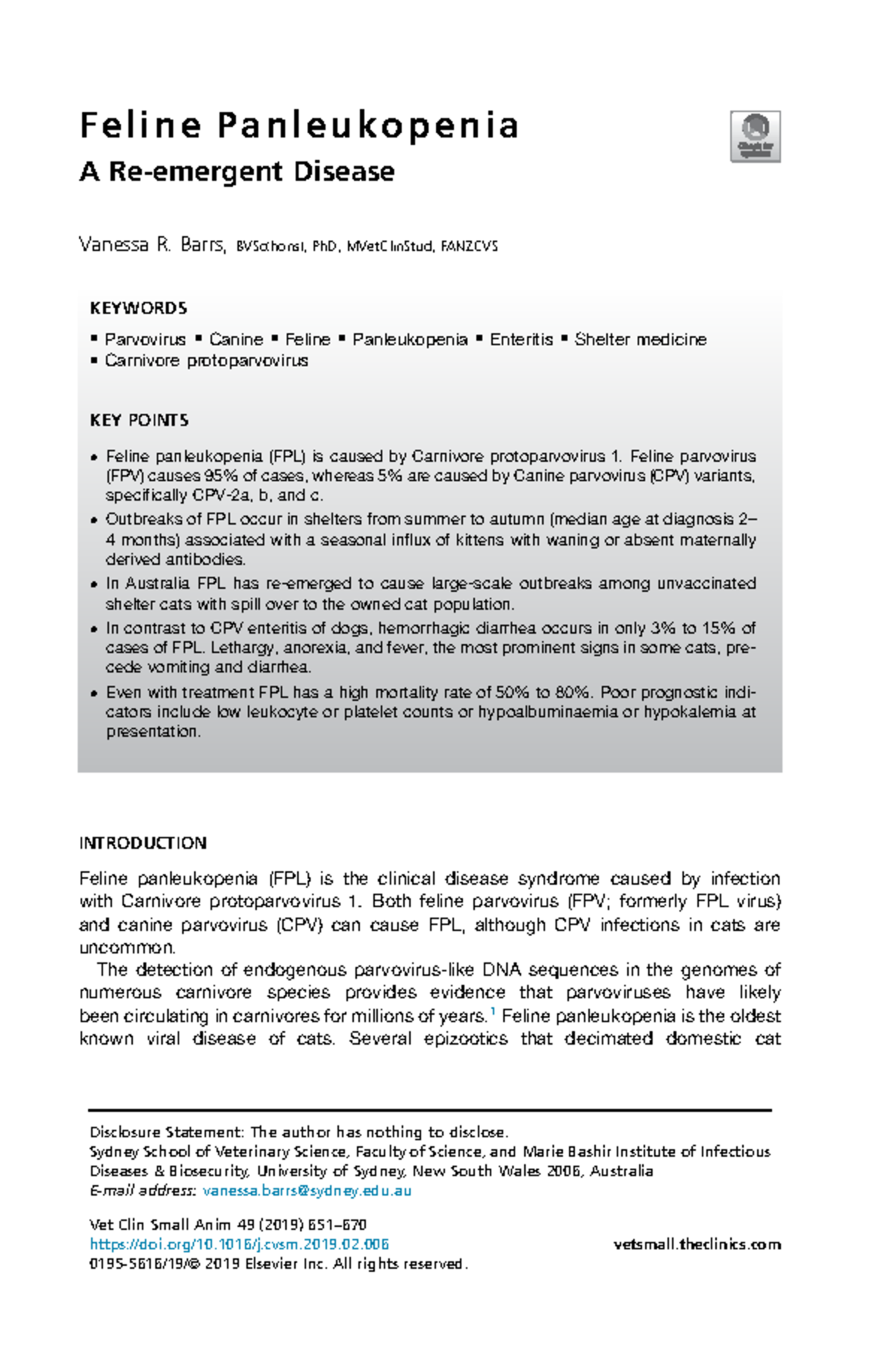 Feline Panleukopenia A Re-emergent Disease - F e l i n e P a n l e u k ...