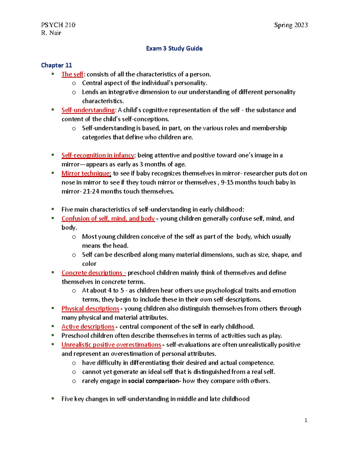 Psych 210 Exam 3 Study Guide - R. Nair Exam 3 Study Guide Chapter 11 ...