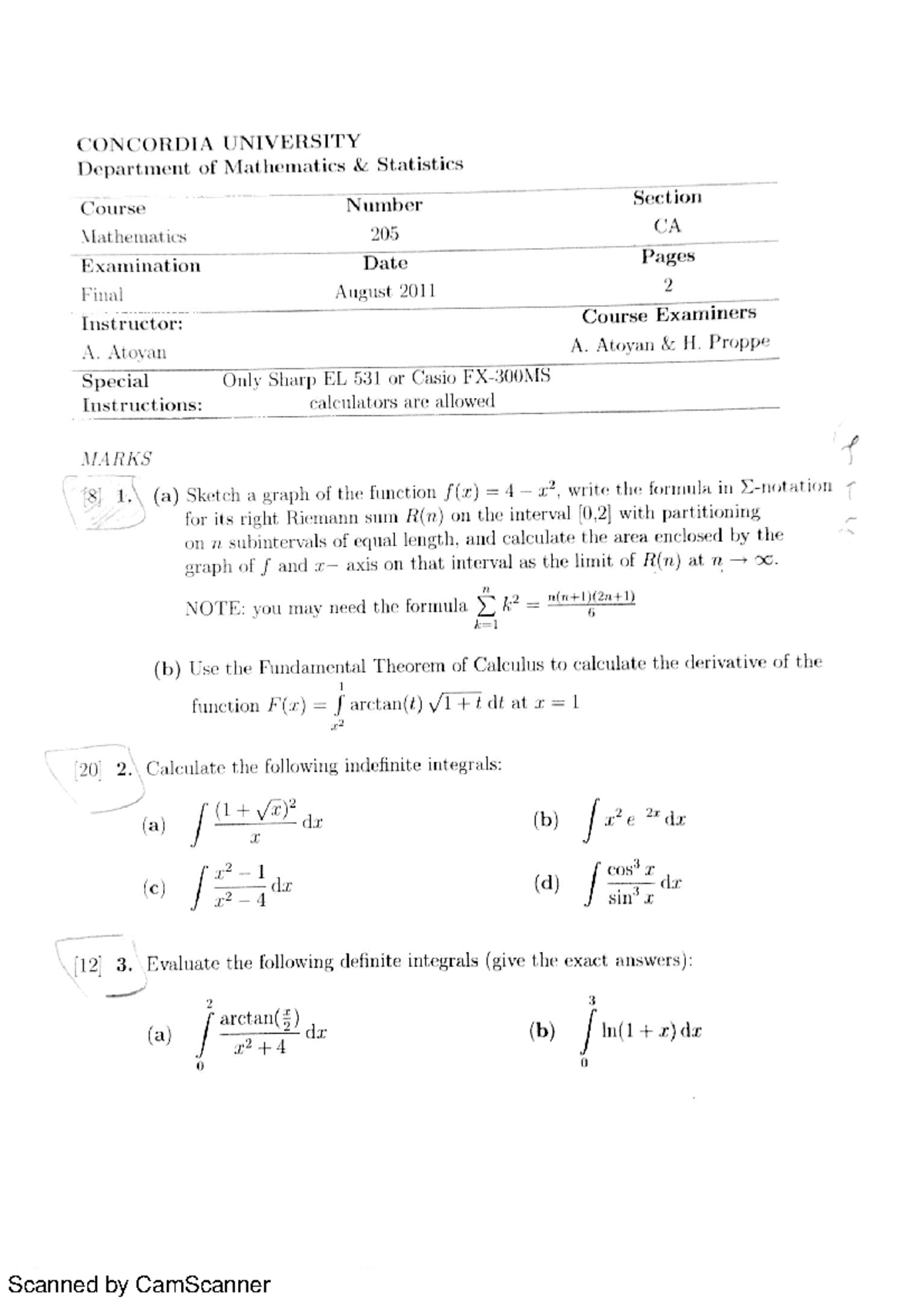 Final June 2011, questions - MATH 205 - Scanned by CamScanner Scanned ...