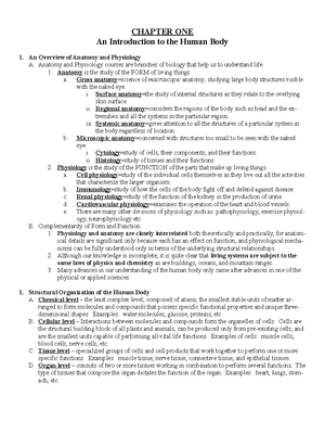 Review for Lecture Exam 1 - Chapter 1: Introduction to A&P What is ...