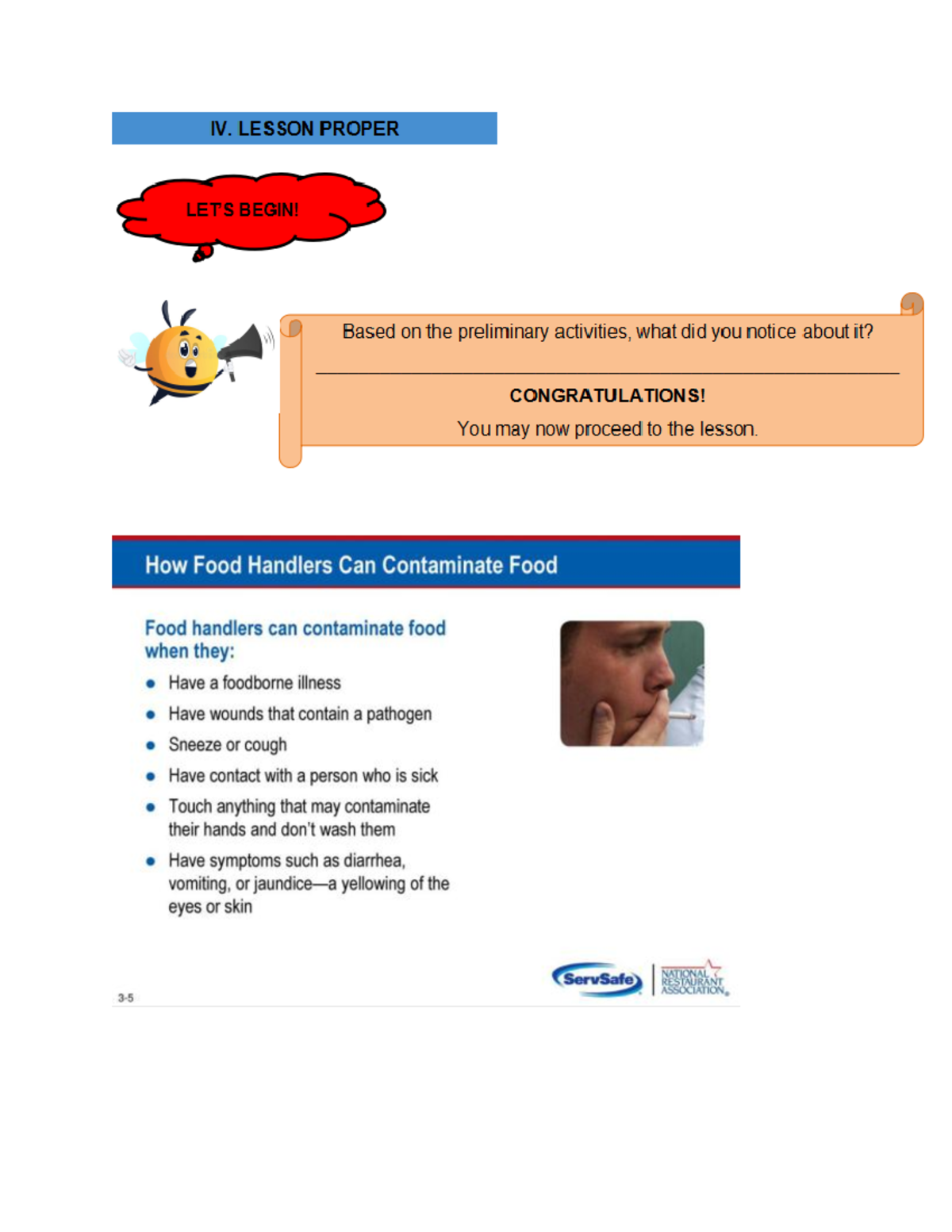 Lesson proper-1 - RISK MANAGEMENT WEEK 2 - SAFE FOOD HADLER Personal ...