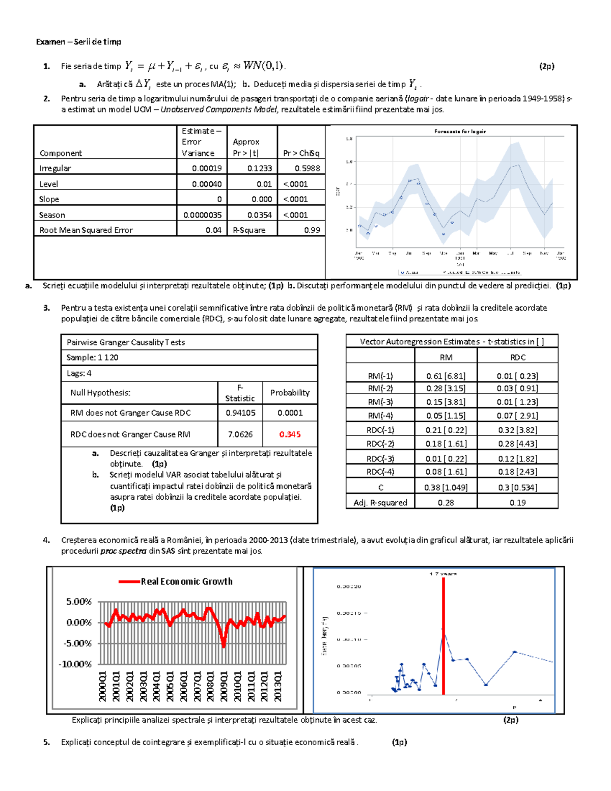 Serii de Timp Exam 2014 - Examen – Serii de timp 1. Fie seria de timp ...