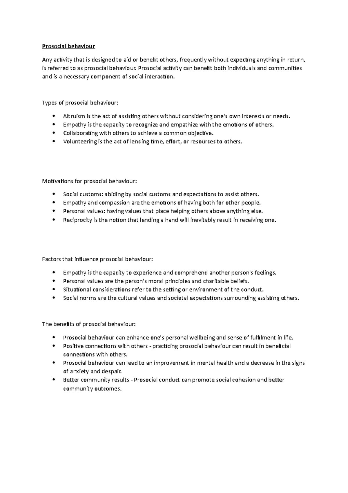 Prosocial behaviour - Prosocial activity can benefit both individuals ...