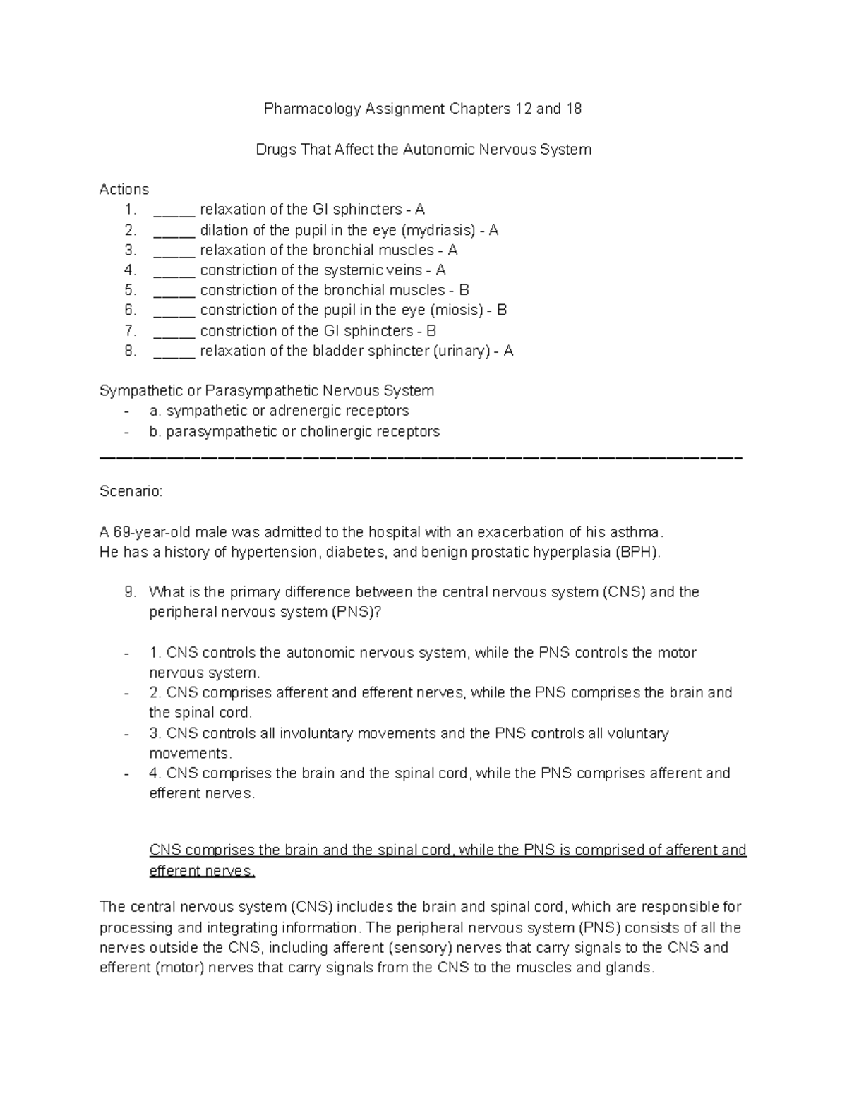 Pharm 12 and 18 - Pharmacology Assignment Chapters 12 and 18 Drugs That ...