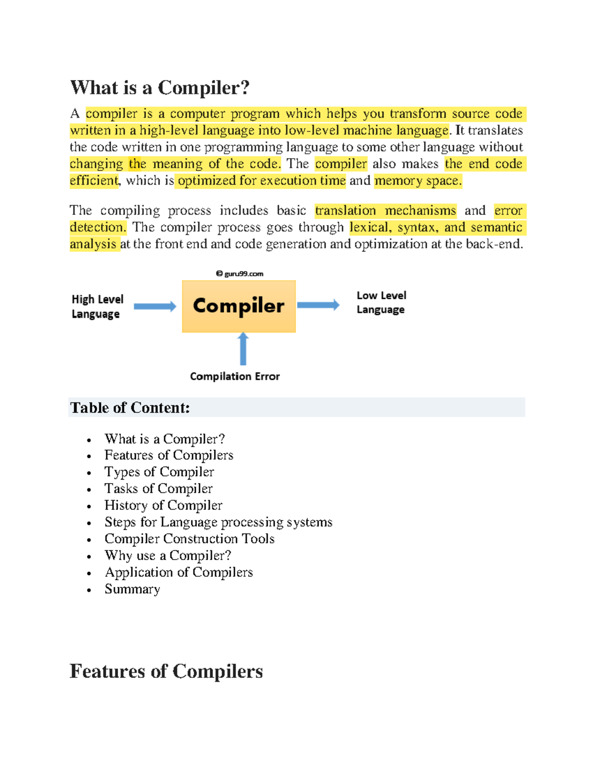 What is a Compiler - It translates the code written in one programming ...
