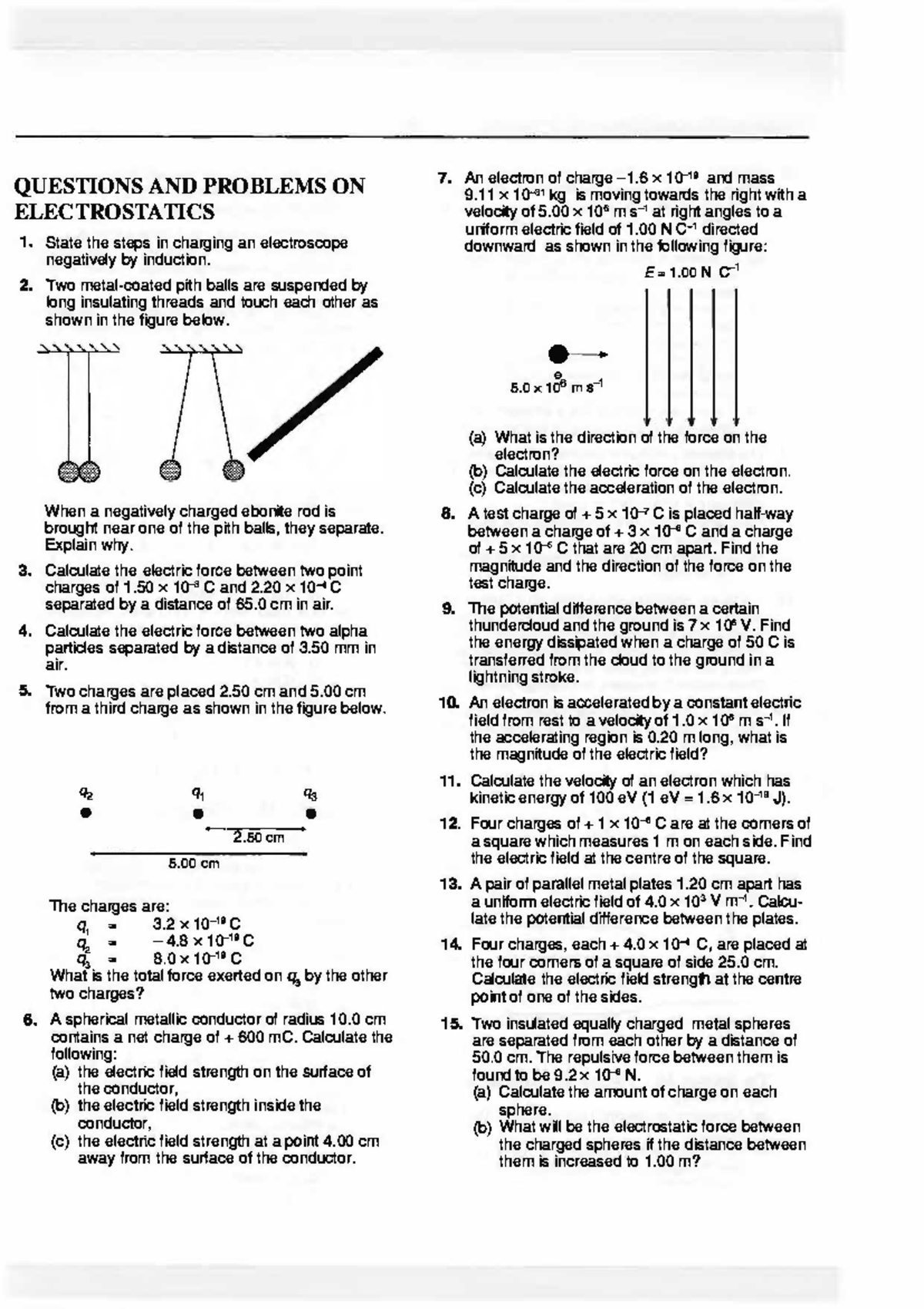 Additional problems electrostatics - QUESTIONS AND PROBLEMS ON ...
