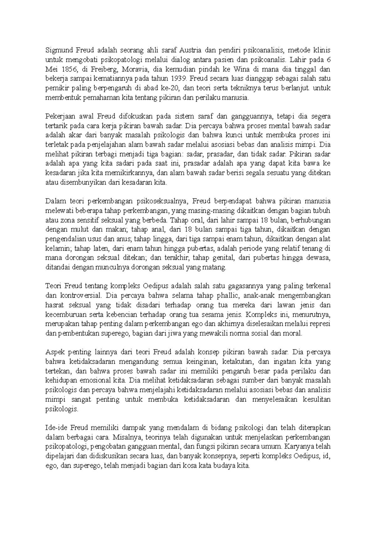 Sigmund Freud - Lahir pada 6 Mei 1856, di Freiberg, Moravia, dia ...