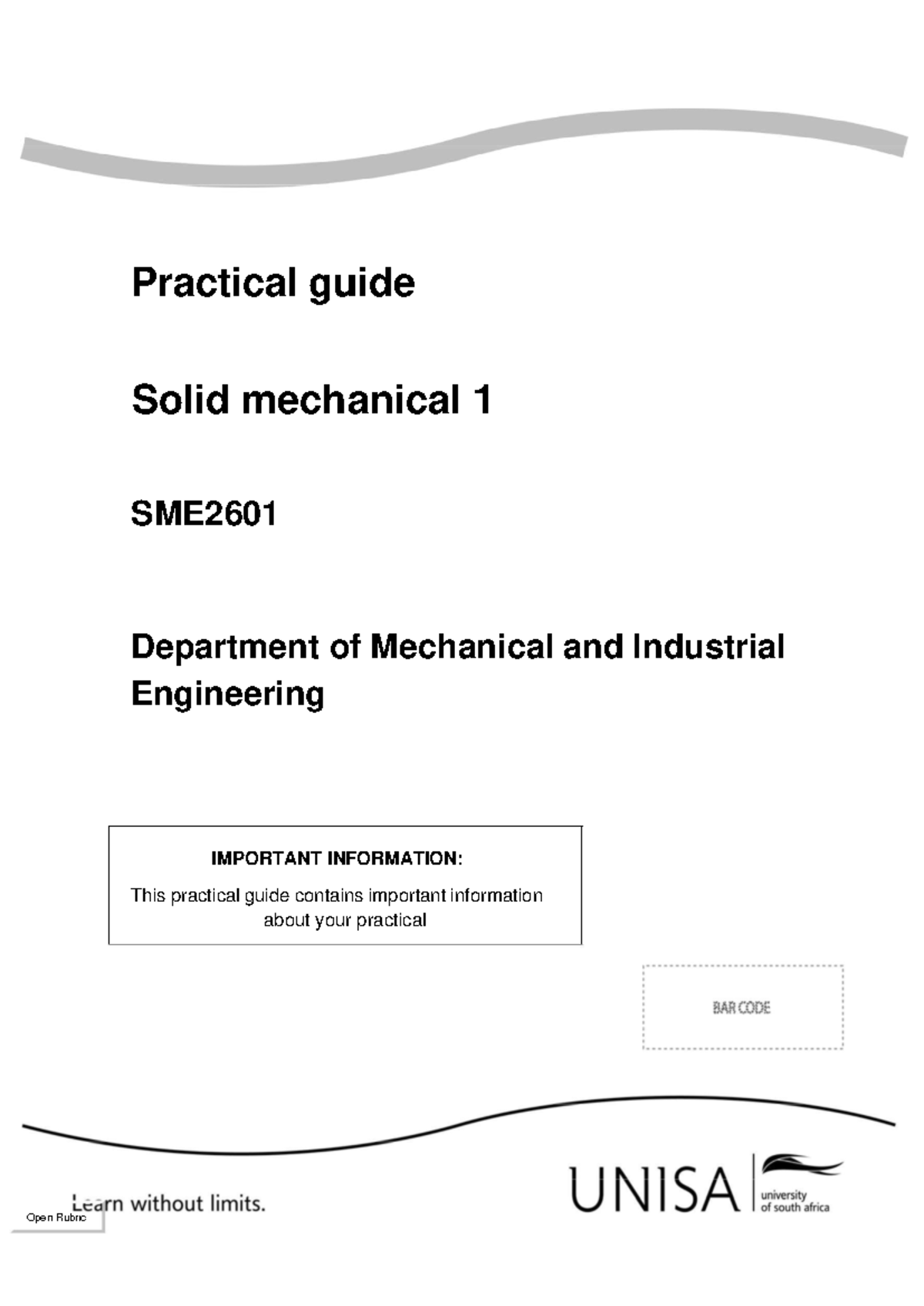 Practical guide SME2601 - Practical guide Solid mechanical 1 SME ...