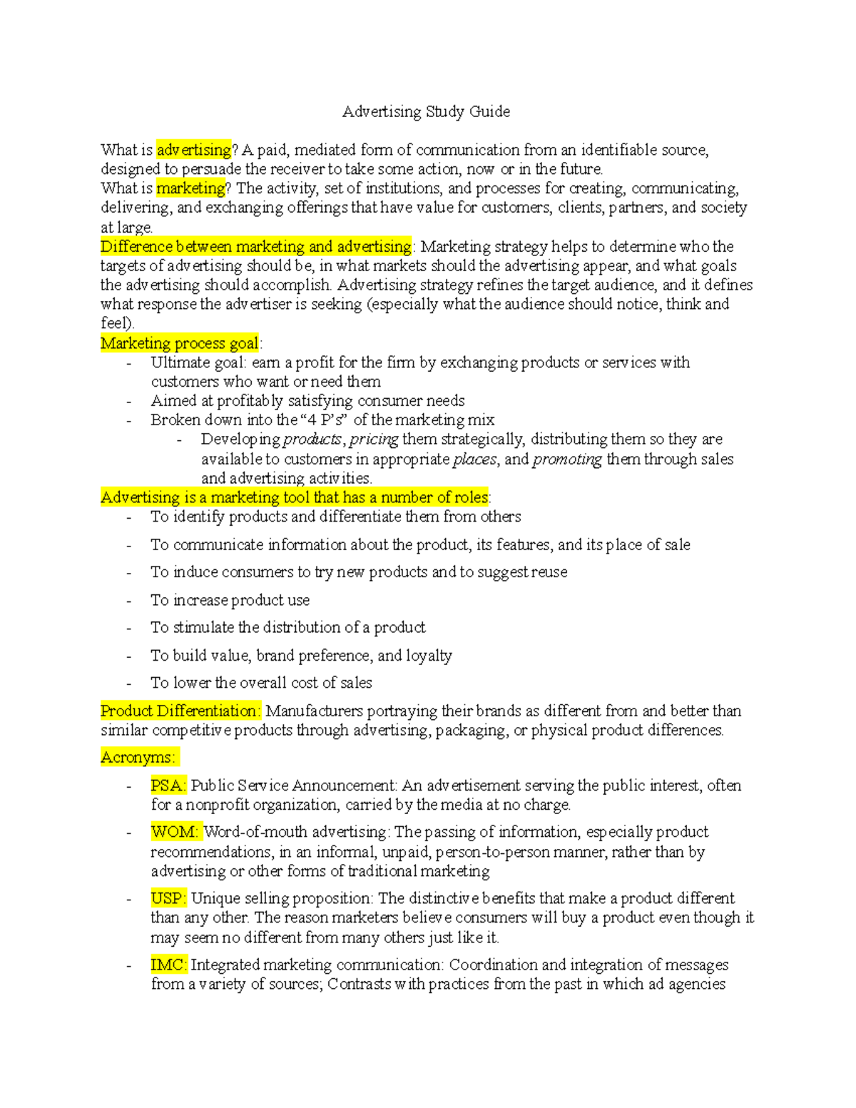 Adv Exam- Ch. 1-5 - Summary Survey of Advertising - Advertising Study ...