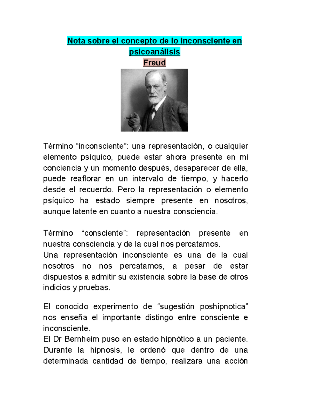 Freud - Intro - Nota sobre el concepto de lo inconsciente en ...