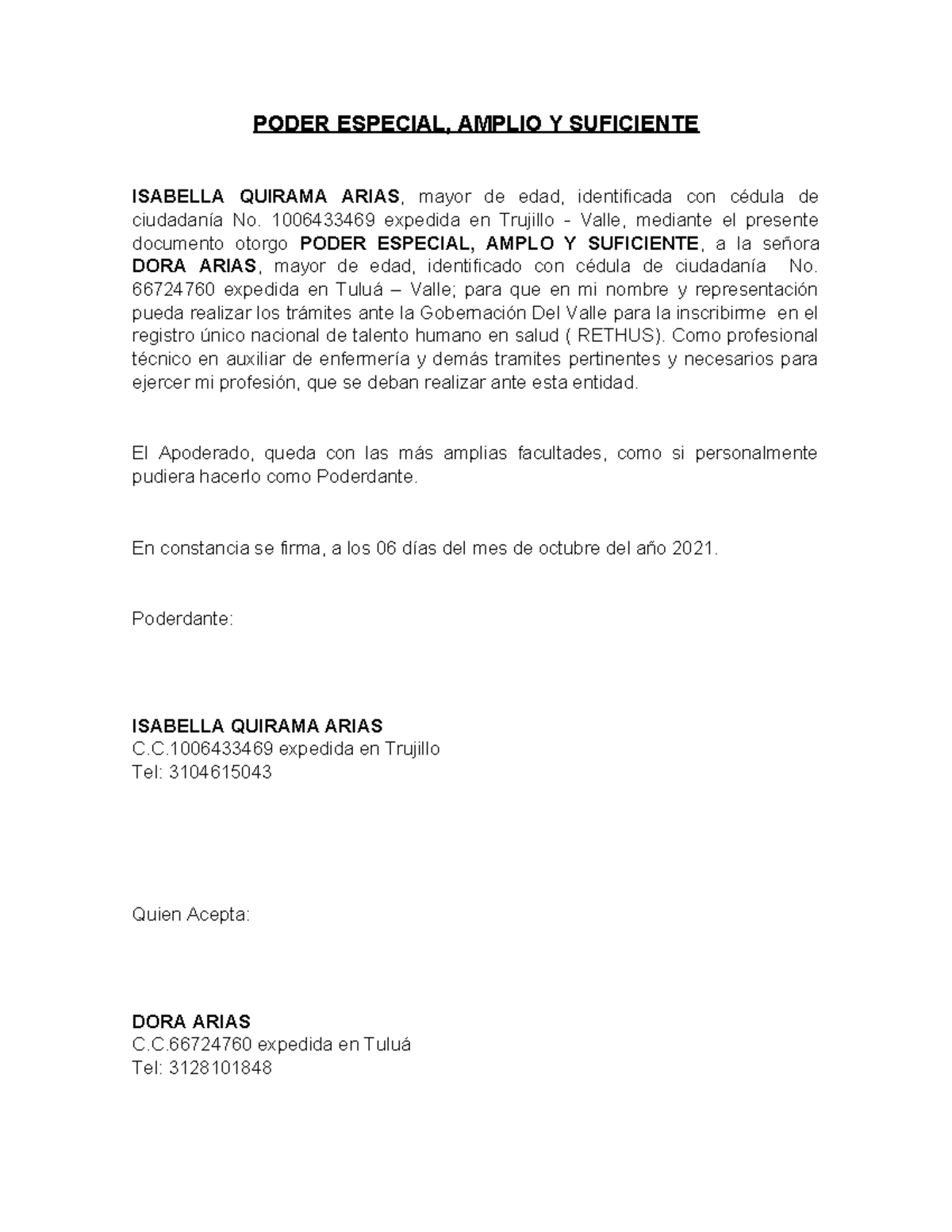 Poder Especal - plantilla - PODER ESPECIAL, AMPLIO Y SUFICIENTE ...