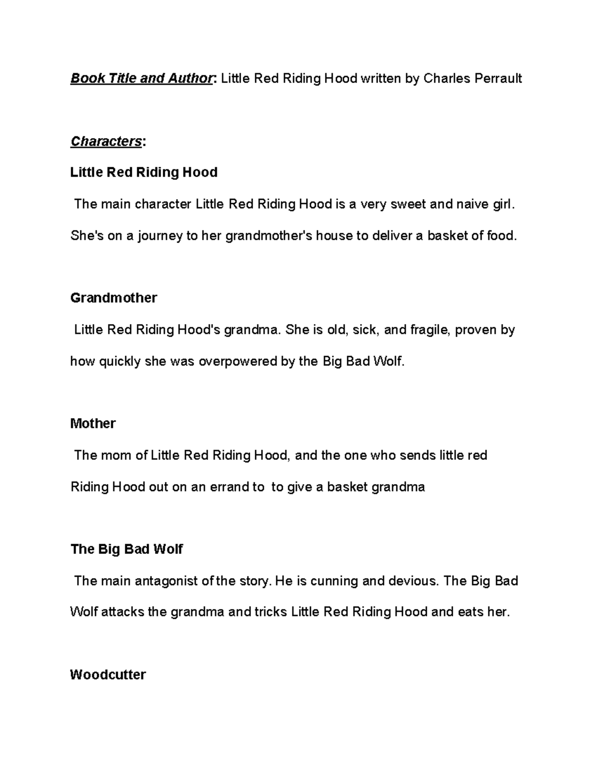 Little Red Riding Hood by Charles Perrault - Book Title and Author ...