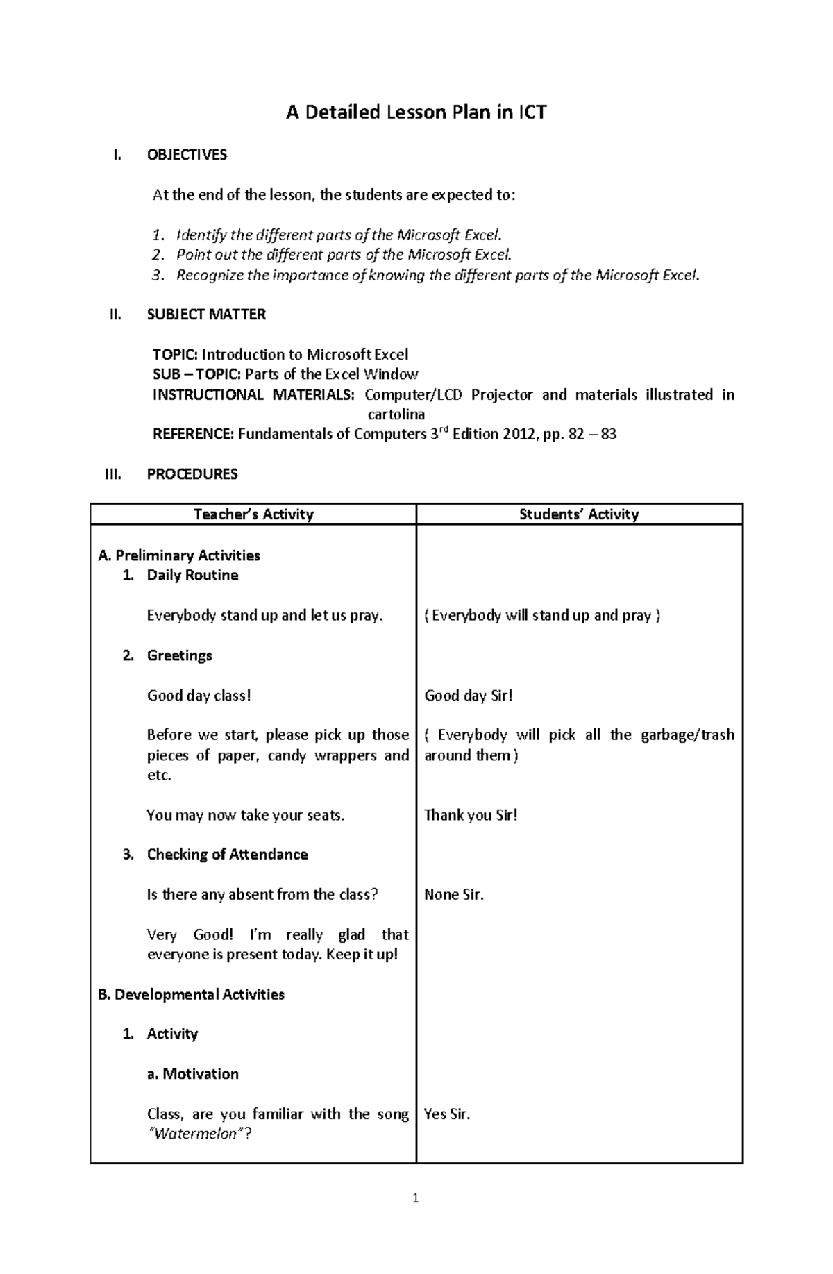 My-lesson-plan - guide material - A Detailed Lesson Plan in ICT I ...