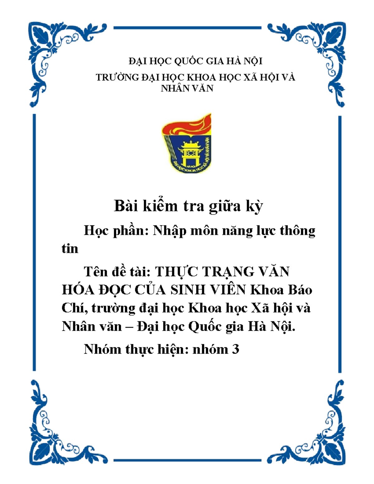 Đề cương NCKH-Môn nhập môn NLTT - ĐẠI HỌC QUỐC GIA HÀ NỘI TRƯỜNG ĐẠI ...