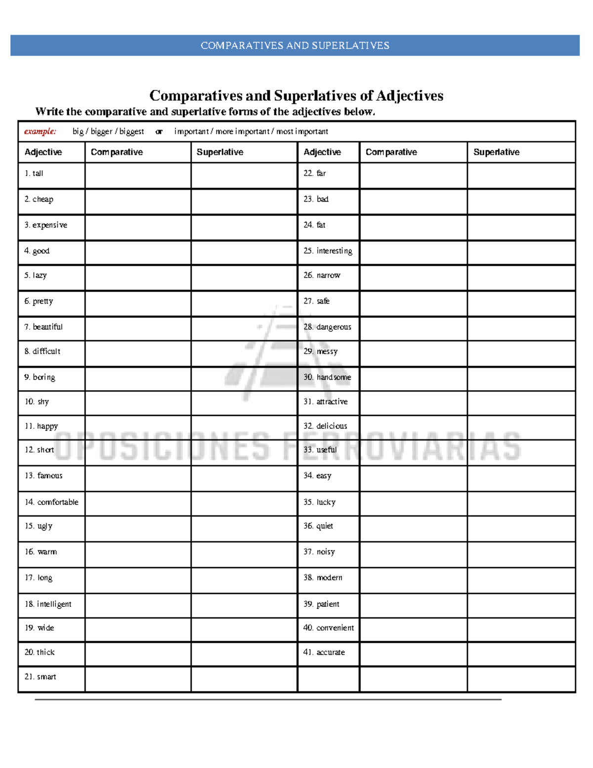 Comparatives Superlatives worksheet with answers - Comparatives and ...