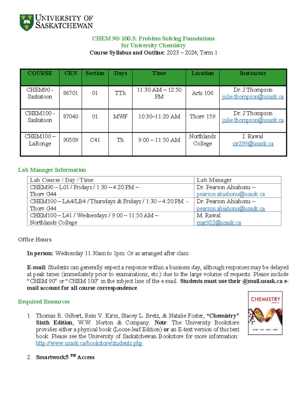 CHEM 90-100-Course Syllabus and Calendar 2023 T1-ABShundred - CHEM 90/ ...