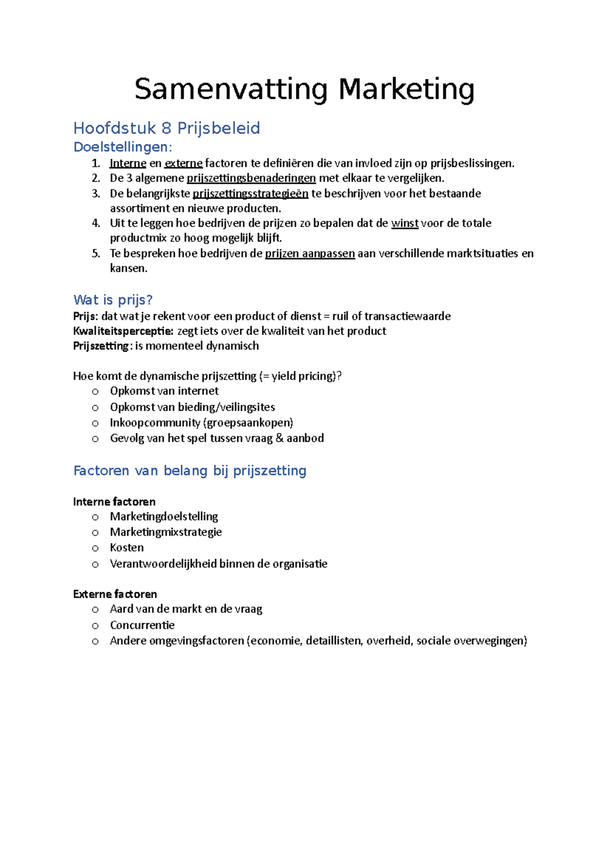 Samenvattig Marketing - Samenvatting Marketing Hoofdstuk 8 Prijsbeleid ...