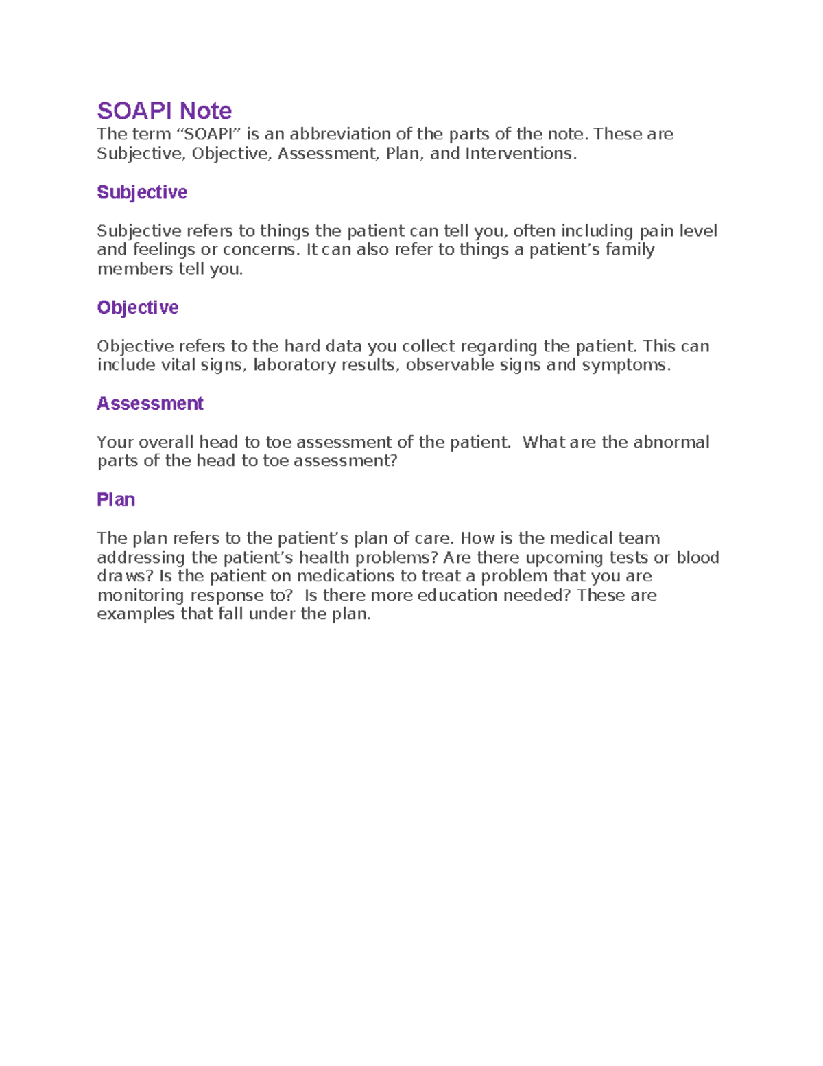 Soapi+Note copy - review - SOAPI Note The term “SOAPI” is an ...