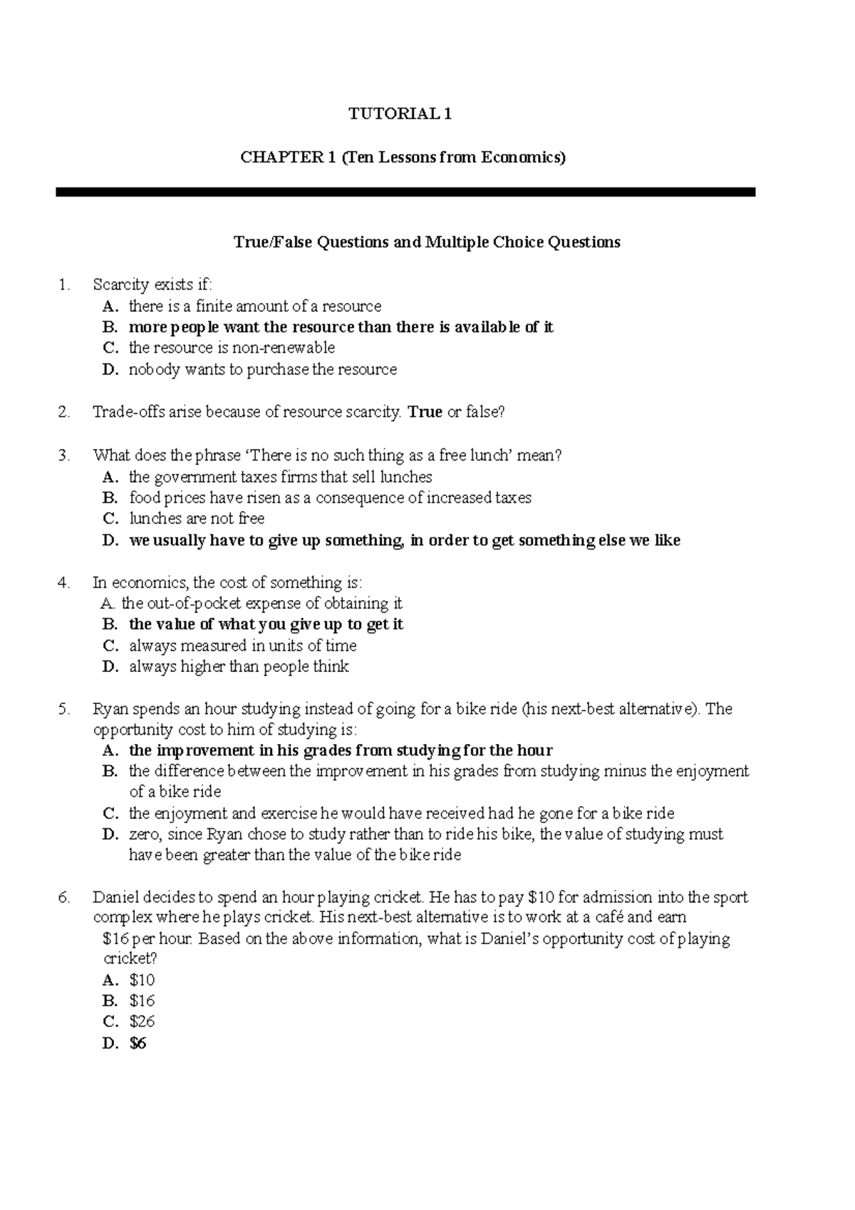 Tutorial 1-Spring 2020 - TUTORIAL 1 CHAPTER 1 (Ten Lessons from ...