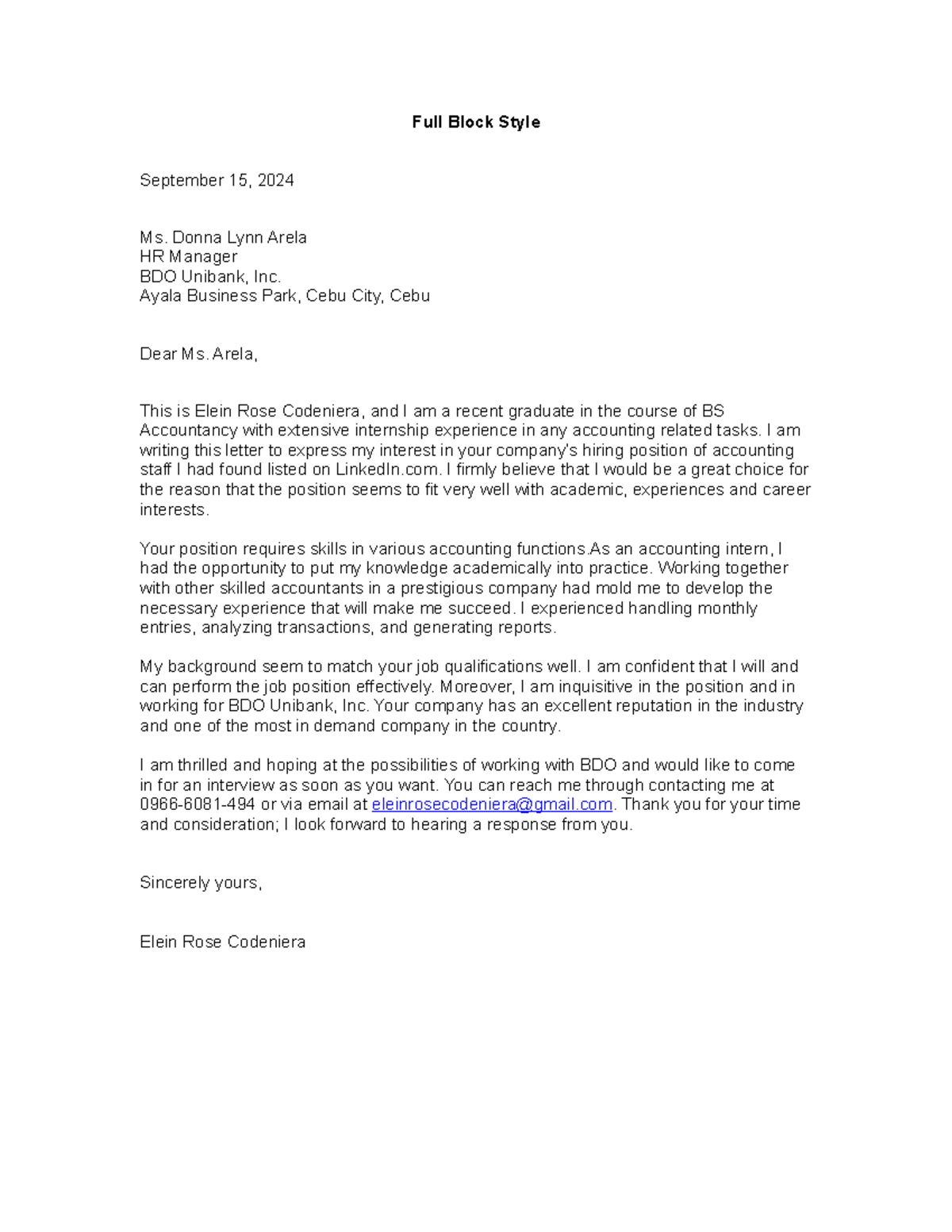 Application Letters Codeniera Full Block Style September 15 2024 Ms