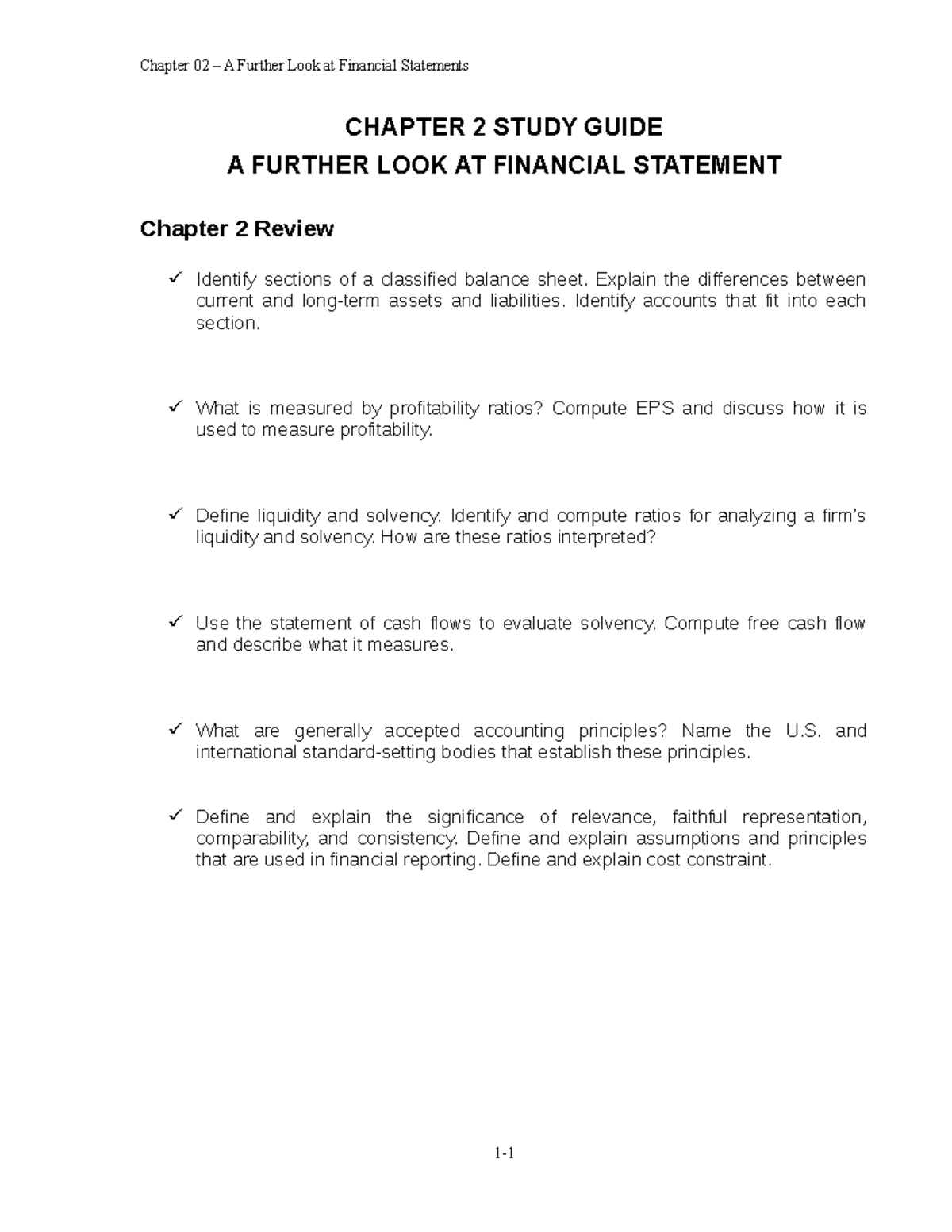 Chapter 2 Study Guide - CHAPTER 2 STUDY GUIDE A FURTHER LOOK AT ...