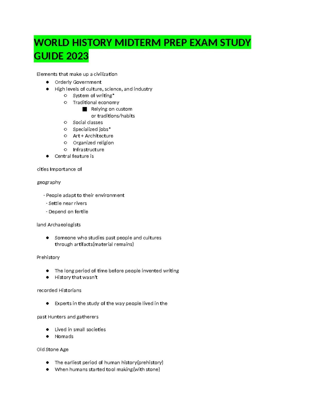 World History Midterm Study Guide 2022.docx - Copy - WORLD HISTORY ...