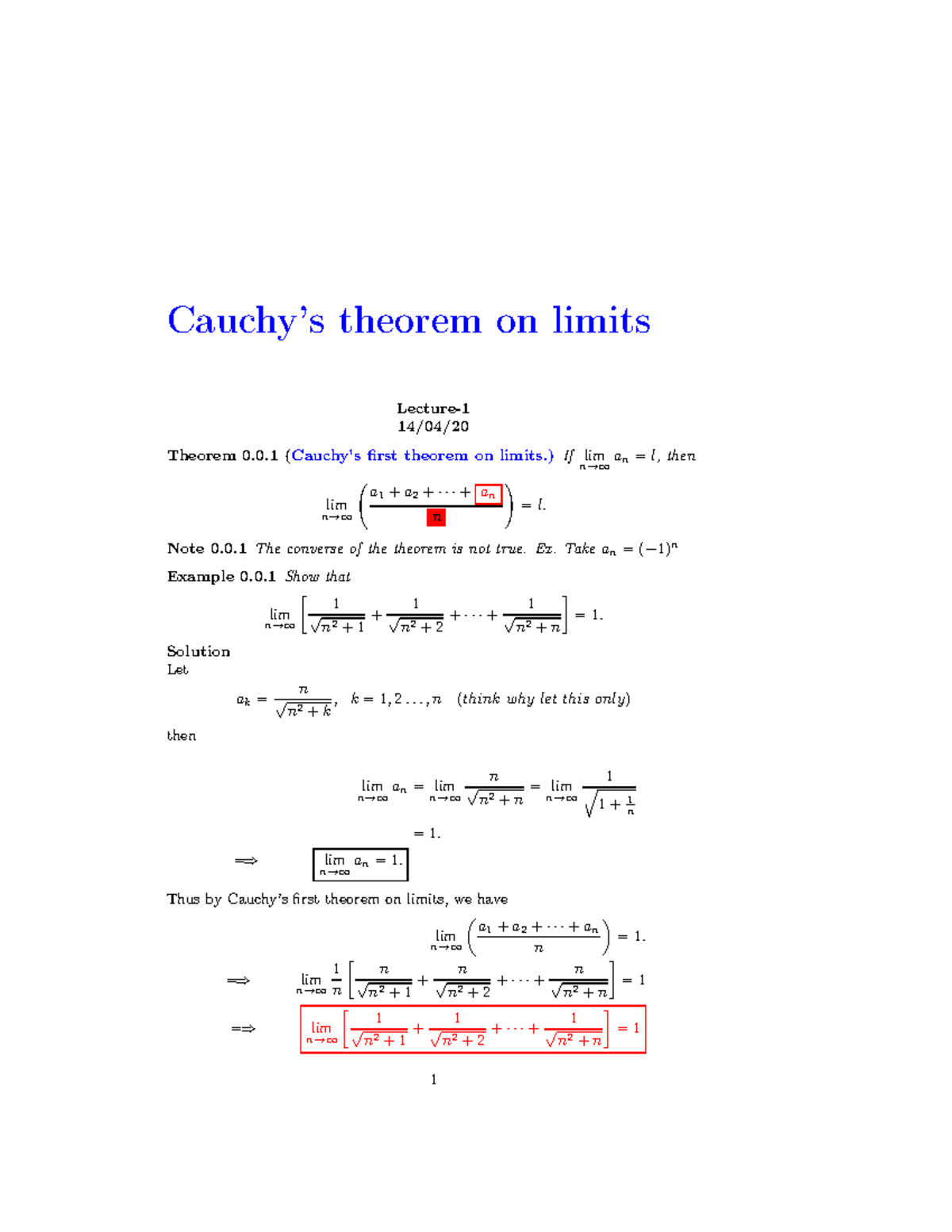 Cauchy Theorems On Limit Cauchy s Theorem On Limits Lecture 14 04 cauchy-theorems-on-limit-cauchy-s-theorem-on-limits-lecture-14-04