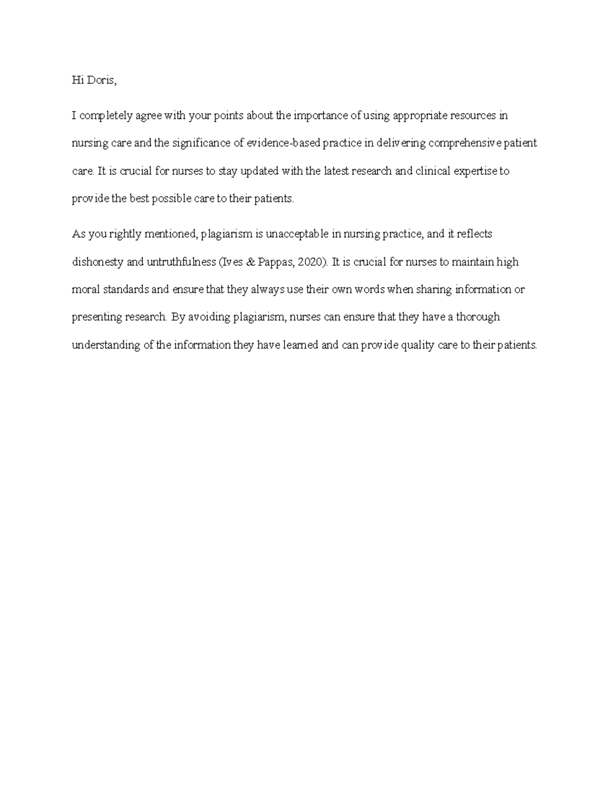 Hi Doris - Reply - Hi Doris, I completely agree with your points about ...