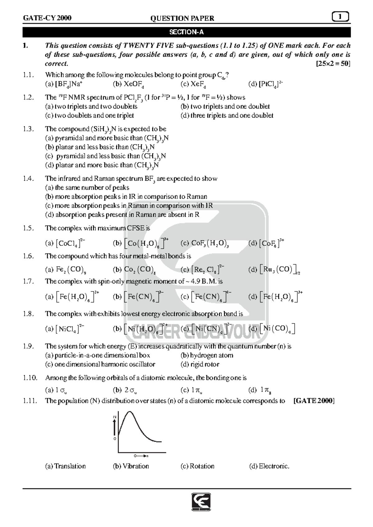 [Career endeavour] GATE Chemistry questin papers 2(b-ok - SECTION-A 1 ...