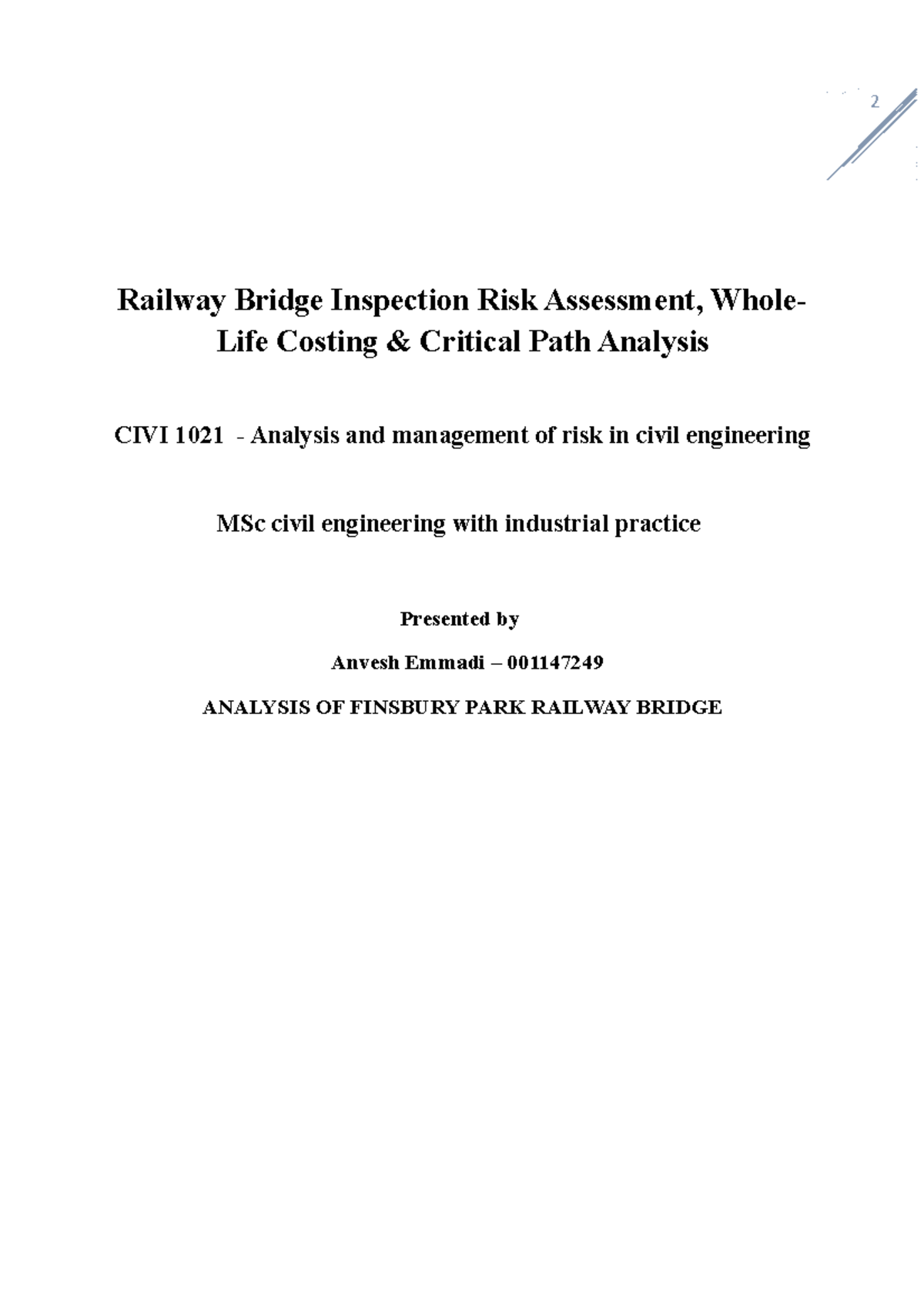 Railway Bridge Inspection Risk Assessment - The results are summarized ...