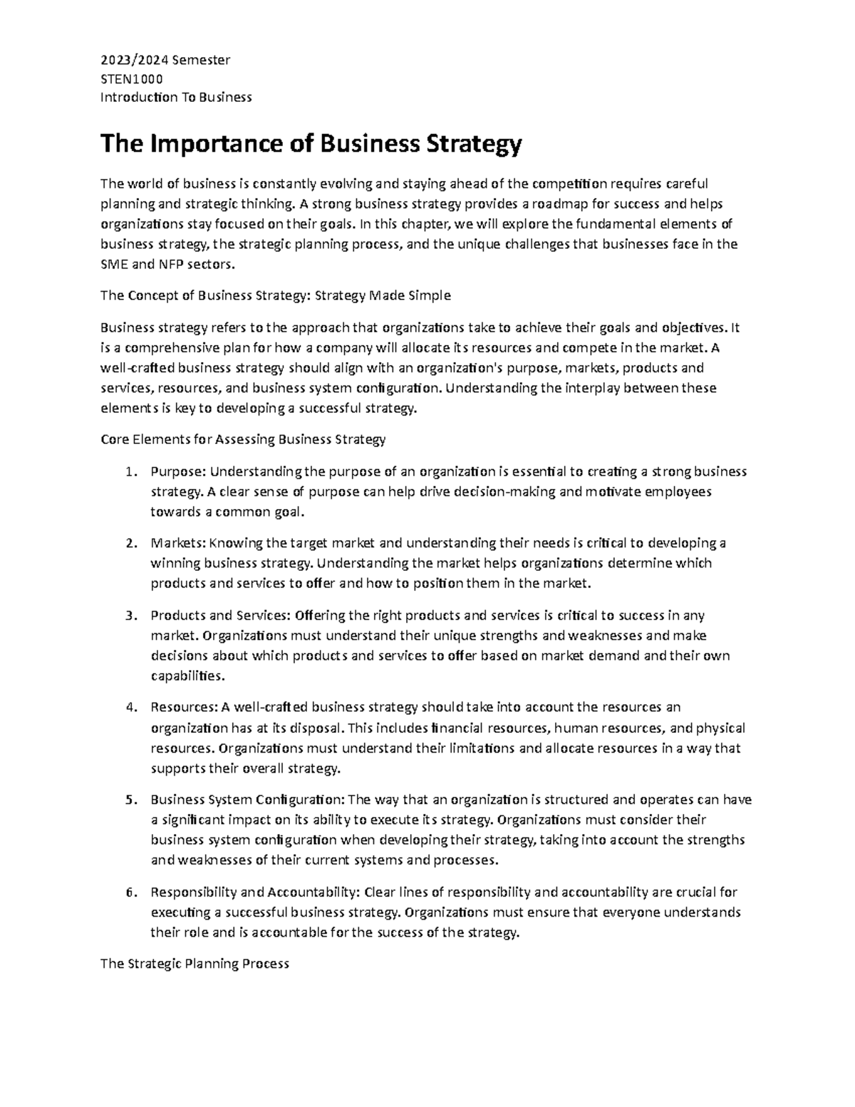The Importance Of Business Strateg 2023 2024 Semester STEN the-importance-of-business-strateg-2023-2024-semester-sten