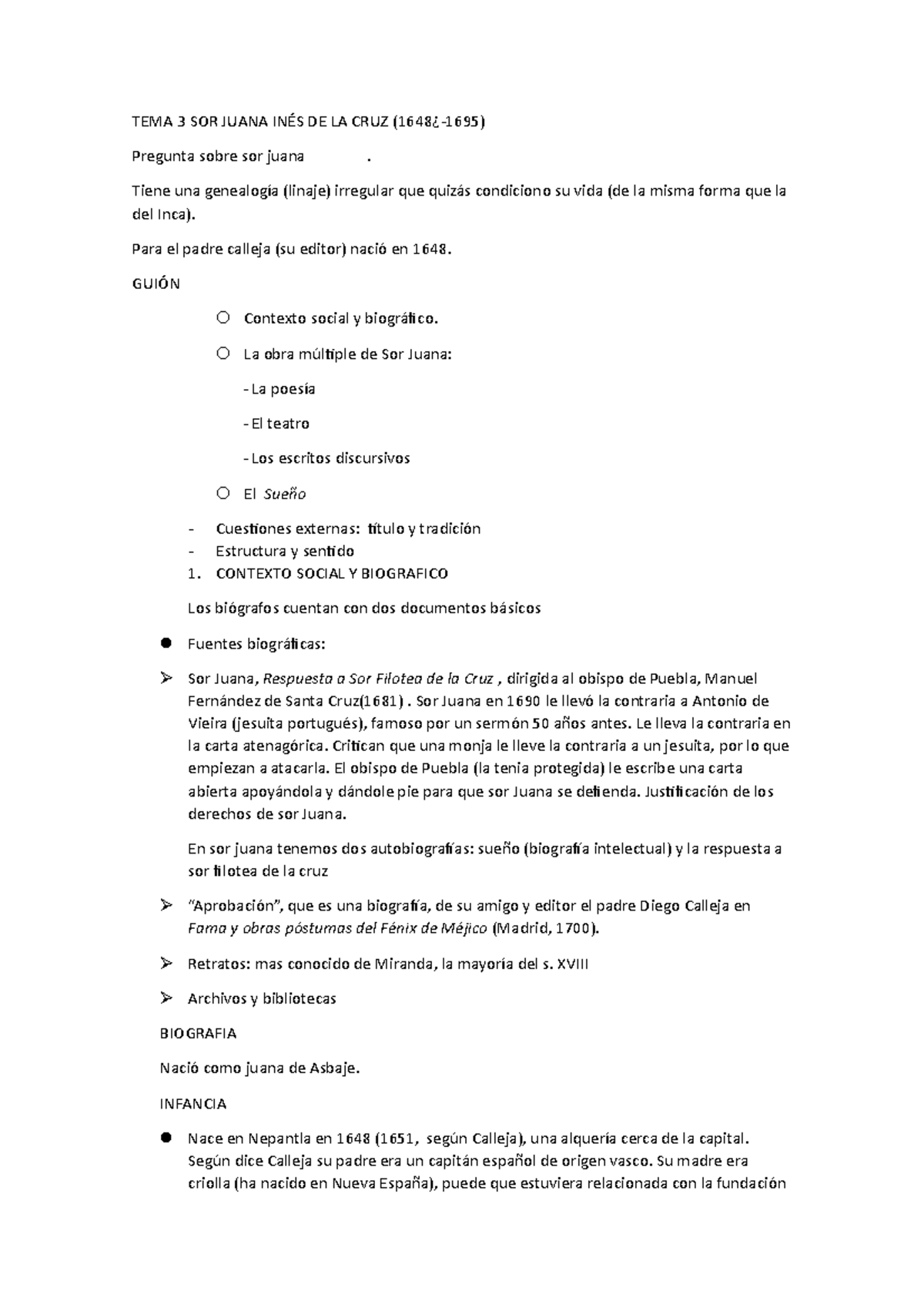 TEMA 3 - Apuntes sobre Sor Juana Inés - TEMA 3 SOR JUANA INÉS DE LA ...