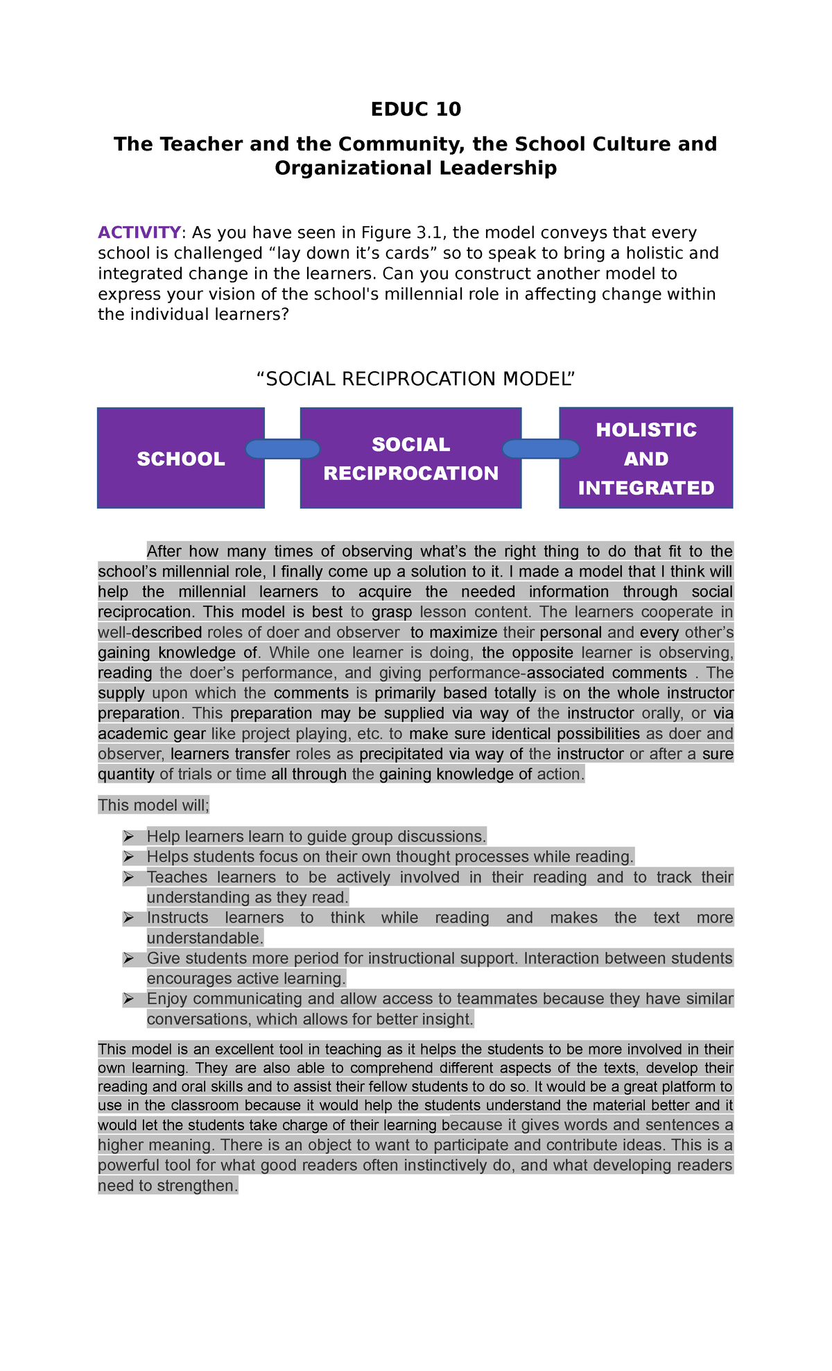 The Teacher and the Community, the School Culture and Organizational ...