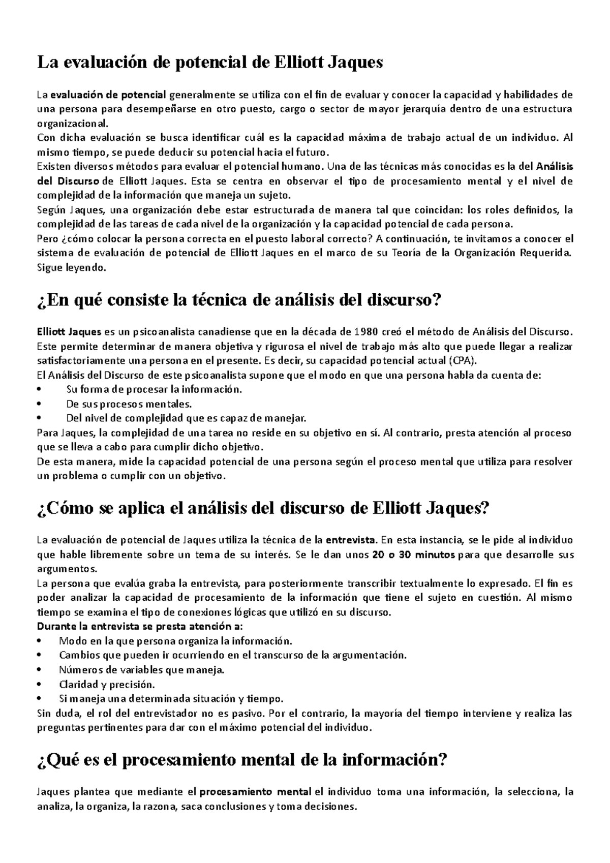 La evaluación de potencial de Elliott Jaques - La evaluación de ...
