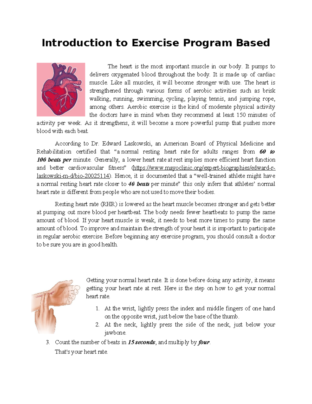 Pathfit 2 Module 12 - description. - Introduction to Exercise Program ...