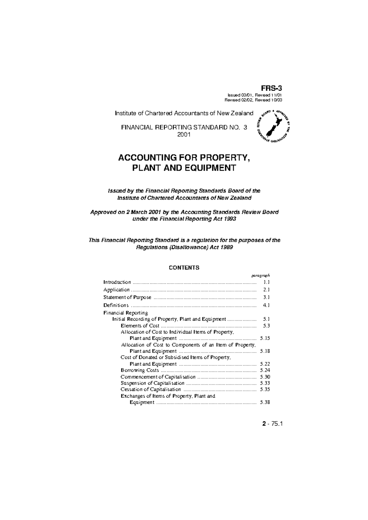 FRS-3 - FRS standards - Issued 03/01, Revised 11/ Revised 02/02 ...