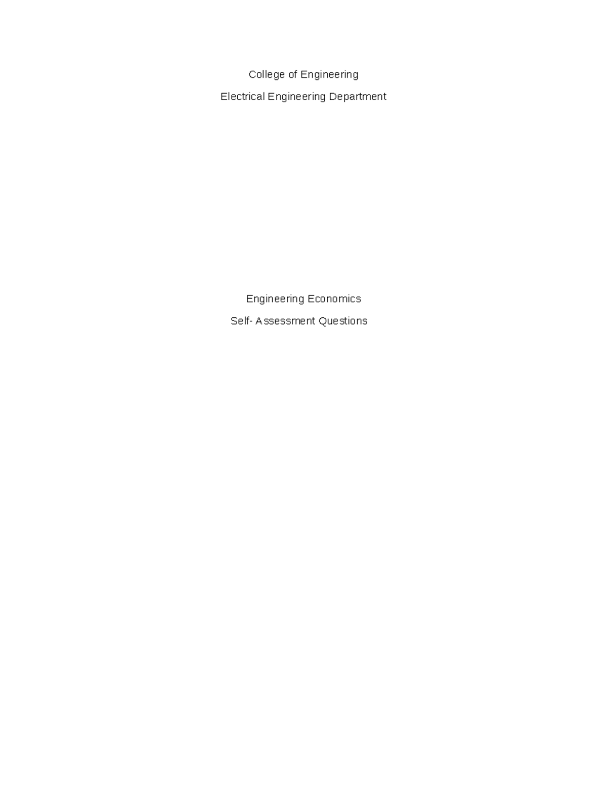 Assignment 10 - Engineering Economics - College of Engineering ...