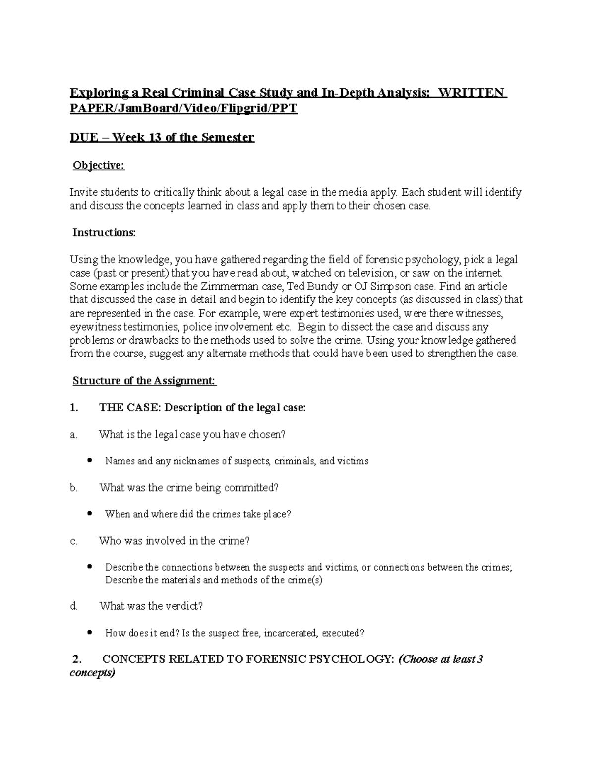 Forensic Psychology Analysis Assignment - Exploring a Real Criminal ...