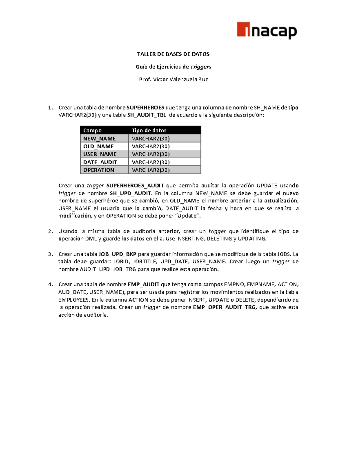 TBD-Guia de Trigger - TALLER DE BASES DE DATOS **Guía de Ejercicios de ...
