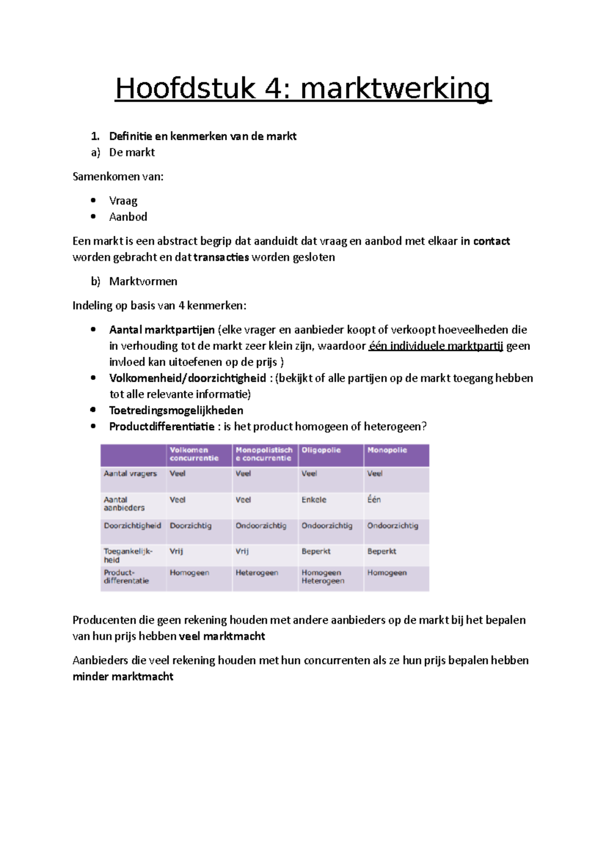 Hoofdstuk 4 marktwerking - Hoofdstuk 4: marktwerking Definitie en ...