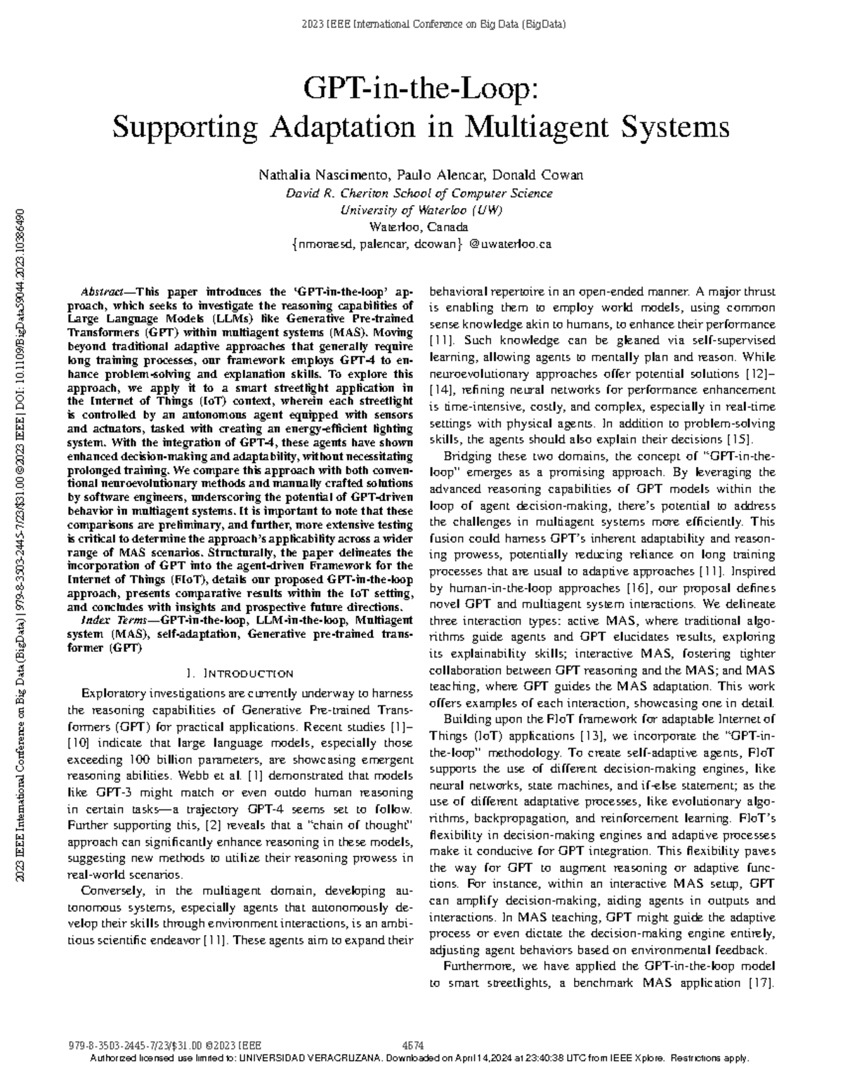 GPT-in-the-Loop- Supporting Adaptation in Multiagent Systems - 2023 IEEE International ...