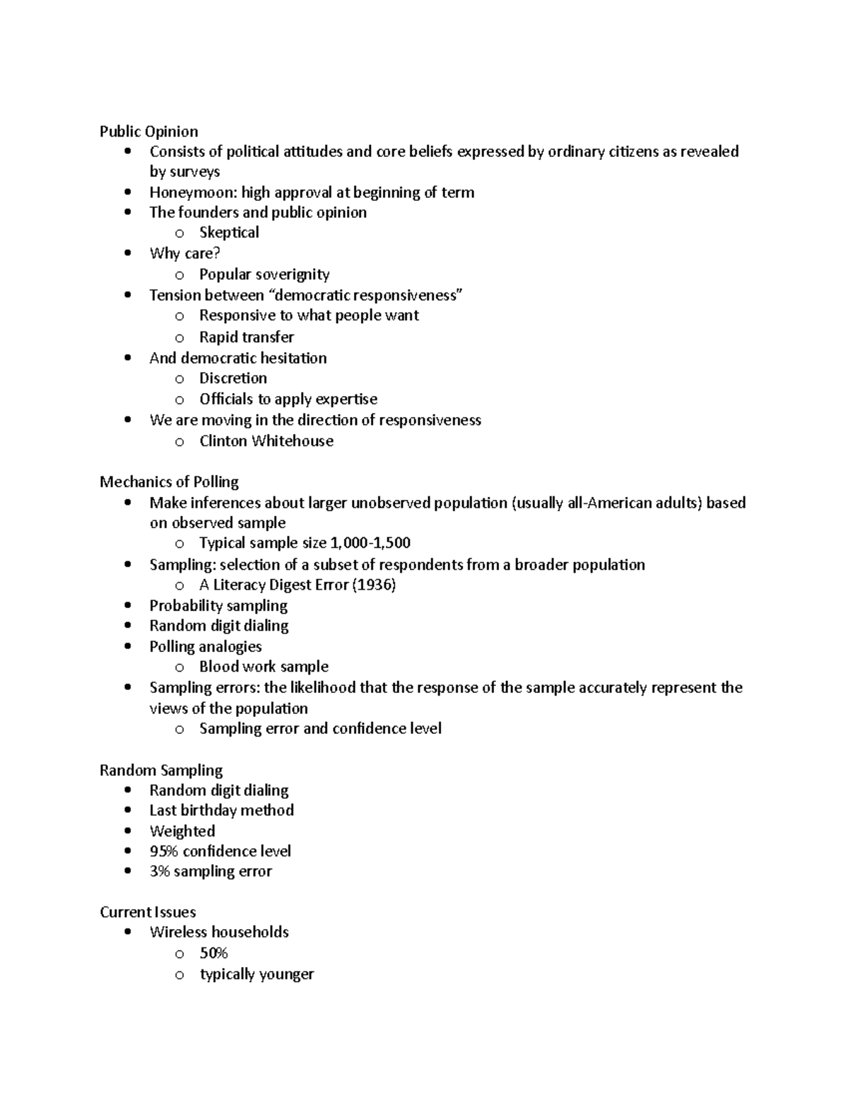 POSC225-5 - Lecture notes 5 - Public Opinion Consists of political ...