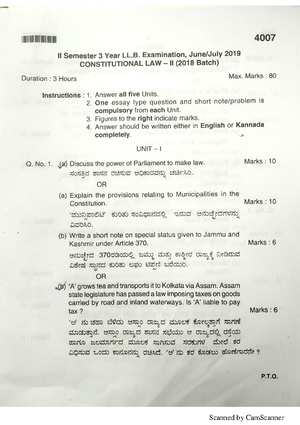 constitution Law - 1 (L.L.B Semester - 1) Previous Year Question Papers ...