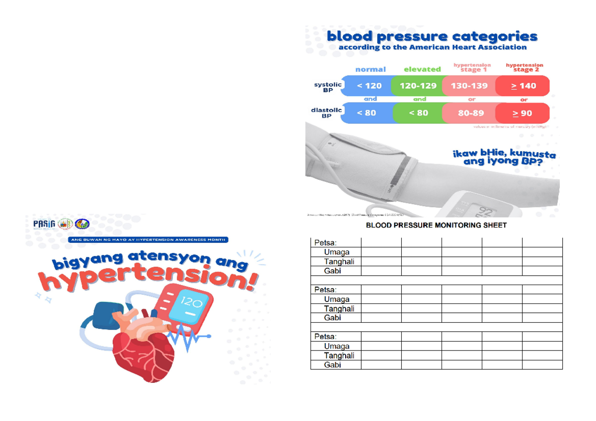 BP Monitoring- Exercise- Nutrition HTN Booklet - MEDICINE - Studocu