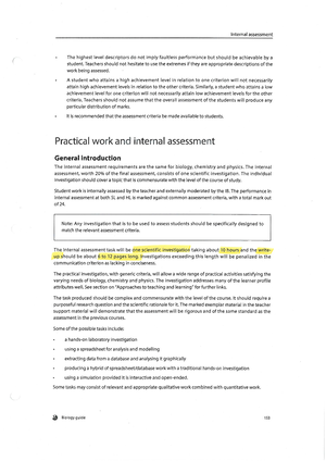 Internal Assessment Rubric IB - IB Biology Internal Assessment Rubric ...